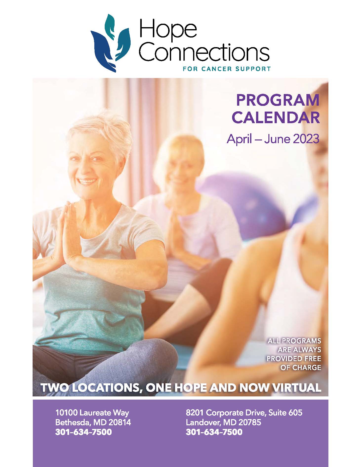Printable Program Calendar - Hope Connections for Cancer Support